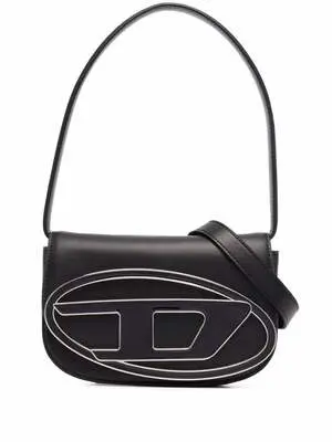 DIESEL® Mini Top Handle Shoulder Bag With Logo Plaque - Onyx