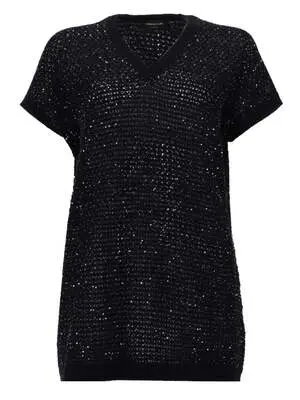 FABIANA FILIPPI FABIANA FILIPPI Embellished V-neck T-shirt