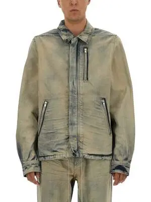 Rick Owens Regular Fit Cotton Concealed Zip-front Jacket - Denim