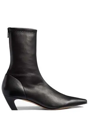 Khaite 40mm Square-toe Leather Heeled Boot - Nero