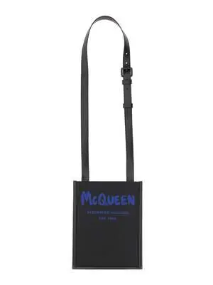 Alexander McQueen Faux Leather Graffiti Logo Smartphone Bag - Black