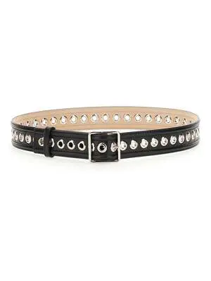 Alexander McQueen Eyelet-detail Leather Belt - Black