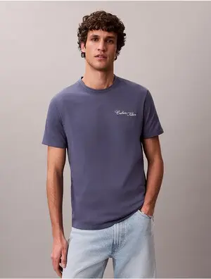 Calvin Klein Embroidered Calligraphy Easy Tee - Blue Nomad