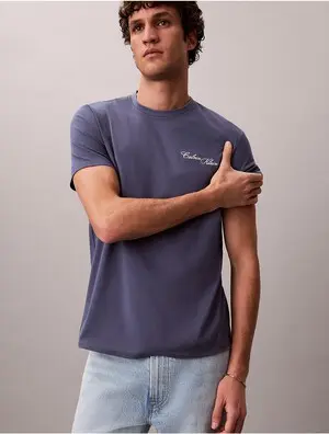 Calvin Klein Embroidered Calligraphy Easy Tee - Blue Nomad