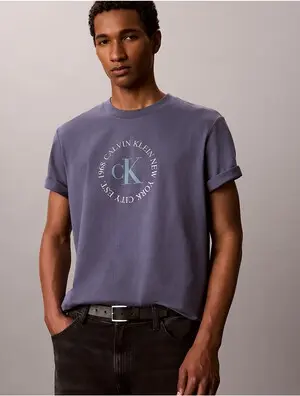 Calvin Klein Circle Logo Monogram Graphic Tee - Blue Nomad