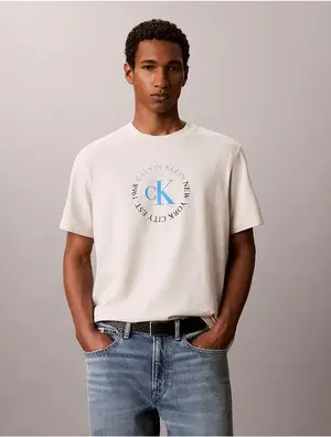 Calvin Klein Circle Logo Monogram Graphic Tee - Grey Heather