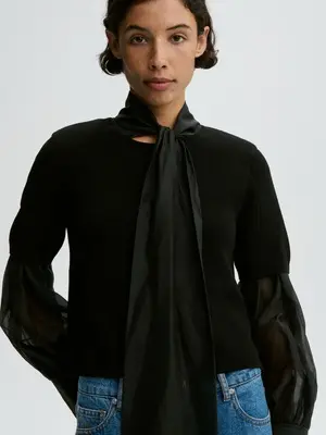 BY MALENE BIRGER Amber Ribbed Pullover With Padded Shoulders And Side Slits