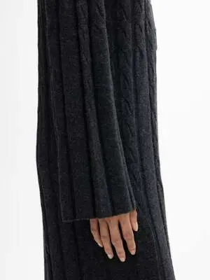 HOUSE OF DAGMAR Cashmere Blend Cable Knit Polo Dress