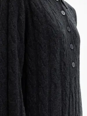 HOUSE OF DAGMAR Cashmere Blend Cable Knit Polo Dress