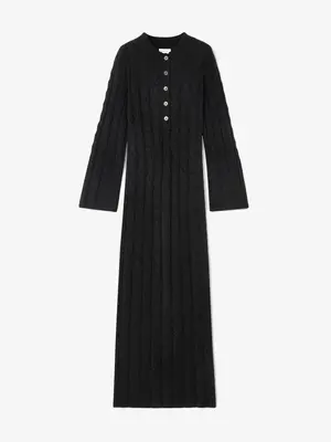 HOUSE OF DAGMAR Cashmere Blend Cable Knit Polo Dress