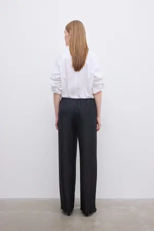HOUSE OF DAGMAR Silk Twill Relaxed Trousers With Contrast Piping