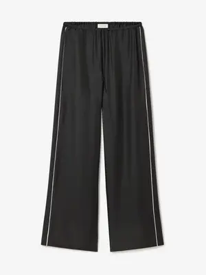 HOUSE OF DAGMAR Silk Twill Relaxed Trousers With Contrast Piping