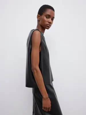 HOUSE OF DAGMAR Sleeveless Lambskin Nappa Leather Top