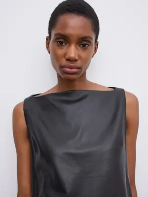 HOUSE OF DAGMAR Sleeveless Lambskin Nappa Leather Top