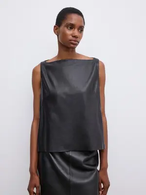HOUSE OF DAGMAR Sleeveless Lambskin Nappa Leather Top