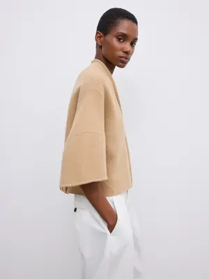HOUSE OF DAGMAR V-neck Cropped Cardigan - Camel