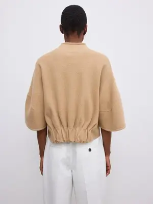 HOUSE OF DAGMAR V-neck Cropped Cardigan - Camel
