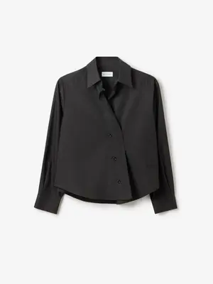 HOUSE OF DAGMAR Asymmetric Collar Cropped Shirt - Black