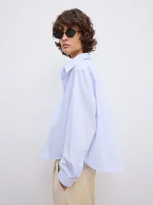 HOUSE OF DAGMAR Organic Cotton Cropped Shirt - Light Blue