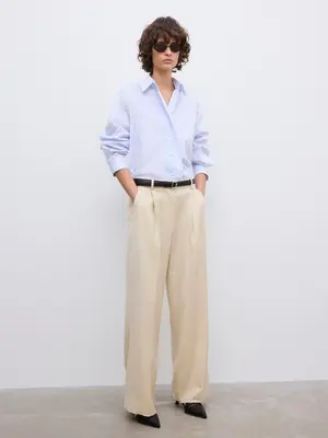 HOUSE OF DAGMAR Organic Cotton Cropped Shirt - Light Blue