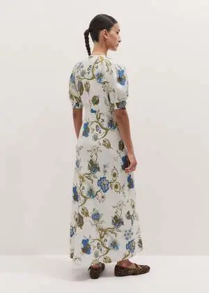 ME+EM Floral Garden Print Bias Cut Maxi Dress With Cami - Light Cream/multi