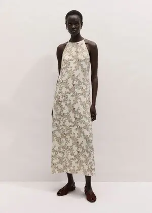 ME+EM Crepe Whimsical Print Slim Maxi Dress