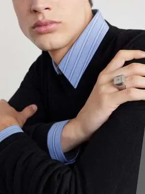 Celine Triomphe-engraved -tone Signet Ring