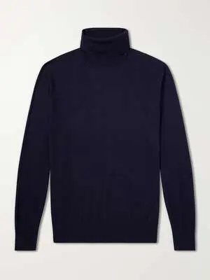 Dries Van Noten Merino Wool Turtleneck Sweater - Navy