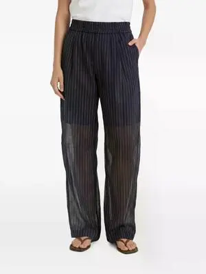 Brunello Cucinelli Striped Wide-leg Trousers - Blue
