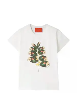 La DoubleJ Parrotstem Ecru In Cotton Jersey High T-shirt - White