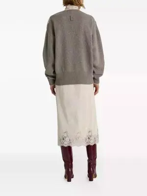 Alberta Ferretti Lace-trim V-neck Sweater