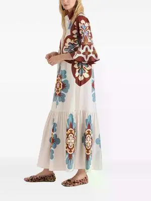 La DoubleJ Palazzo Placed Chocolate Cotton Poplin Artemis Dress - Neutrals
