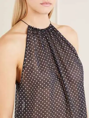 NILI LOTAN Nikki Halterneck Polka-dot Silk Tank