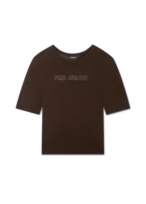 Axel Arigato Axel Arigato Sheer Viscose Top With Contrast Stitch Embroidery Dark Brown