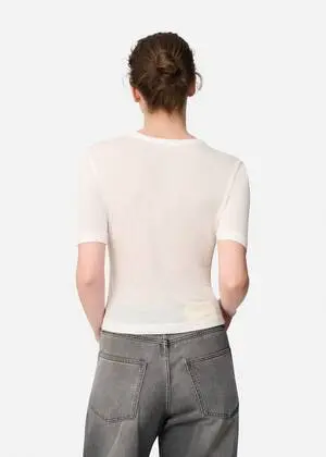 Axel Arigato Sheer Viscose Top With Contrast Stitch Embroidery - White