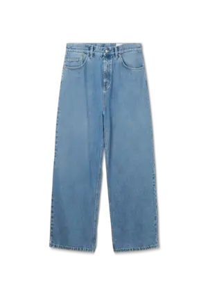 Axel Arigato Relaxed Fit Embroidered Jeans - Light Blue