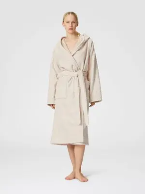 Missoni Chalk Bathrobe In Cotton Terry With Zigzag Pattern - Brown