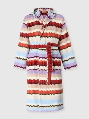 Missoni Eva Hooded Cotton Terry Bathrobe - Red  Multicoloured