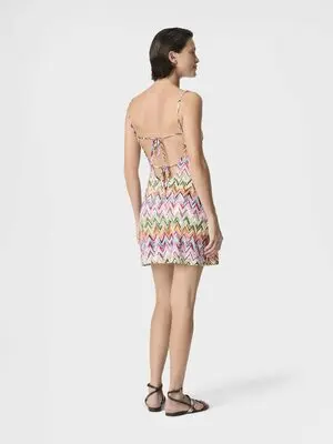 Missoni Mini Dress In Stretch Viscose With Lace And Zigzag Motif - Multicoloured