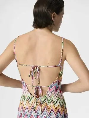 Missoni Mini Dress In Stretch Viscose With Lace And Zigzag Motif - Multicoloured