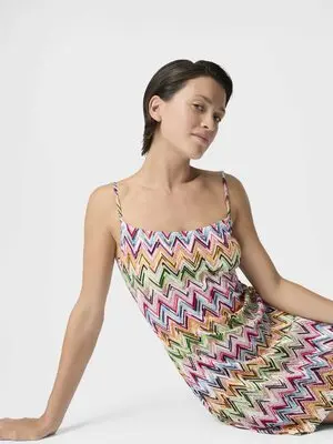 Missoni Mini Dress In Stretch Viscose With Lace And Zigzag Motif - Multicoloured