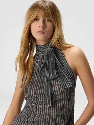Missoni Striped Bow Top With Sequins