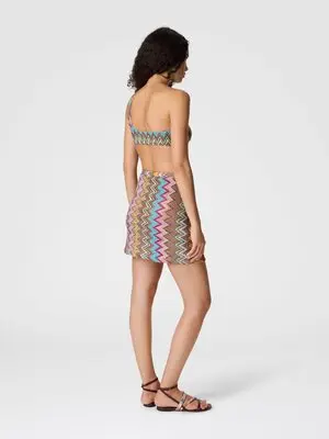 Missoni Mini Pareo Skirt In Lamé Viscose With Macro Zigzag Pattern