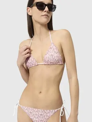 Missoni Triangle Bikini In Viscose Lamé With Foliage Motif