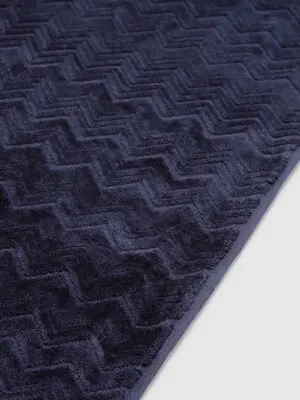 Missoni Chalk 60x90 Cm Cotton Zigzag Bath Mat - Blue