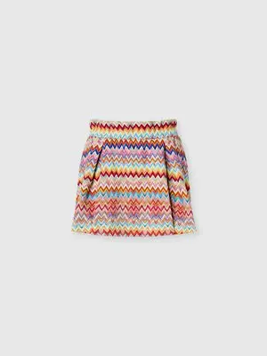 Missoni Pure Cotton Mini Skirt With Zig Zag Motif - Multicoloured