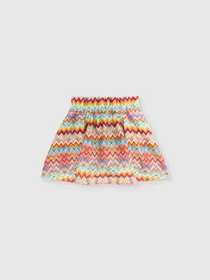 Missoni Pure Cotton Mini Skirt With Zig Zag Motif - Multicoloured