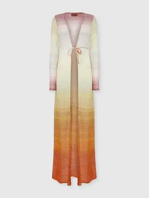 Missoni Lamé Viscose Cardigan With Dégradé Spiderweb Motif - Orange