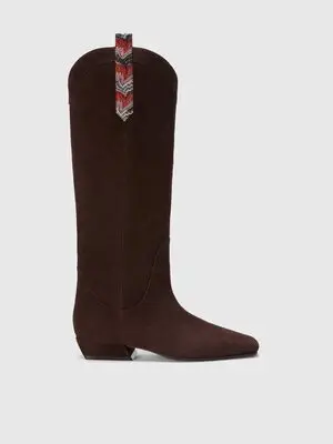 Missoni Suede Boots With Lace Detail - Brown
