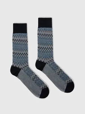 Missoni Mid-length Cotton-blend Socks With Dégradé Zigzag Pattern - Multicoloured